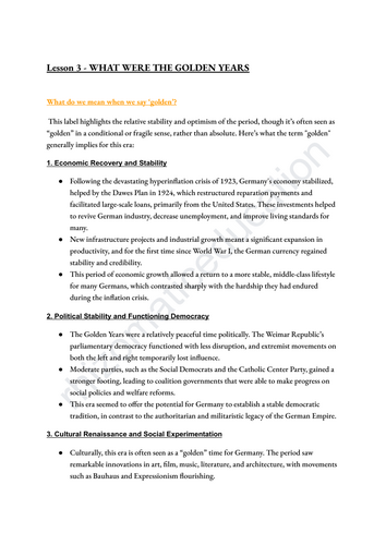 Weimar Republic Golden Years 1924 - 1929 DETAILED NOTES,TIMELINE ESSAYS ...