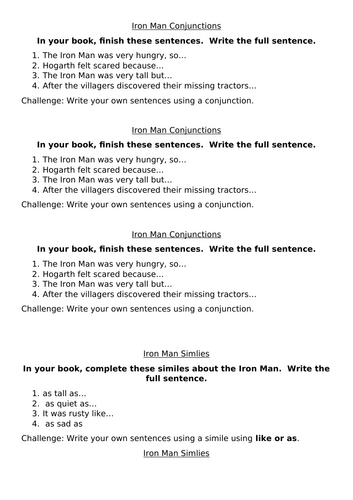The Iron Man - FULL UNIT ENGLISH KS2/KS1 | Teaching Resources