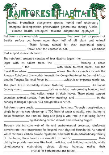 Rainforest Ecosystem Reading Pack | Teaching Resources