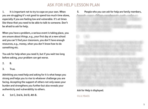 Ask for Help Worksheet, Display and Lesson Plan (US) | Teaching Resources