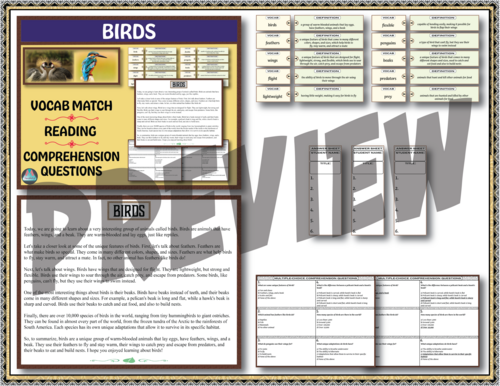 Classifying Animals: Birds Reading & Sort Activity for Biology Science ...