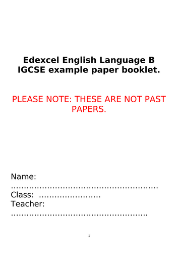 Practice Papers - Edexcel IGCSE English Language B | Teaching Resources