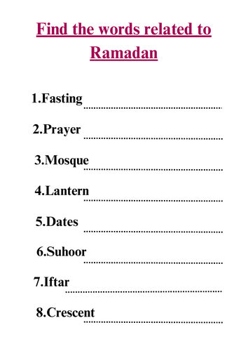 RAMADAN WORKSHEETS FOR PRIMARY SCHOOL | Teaching Resources