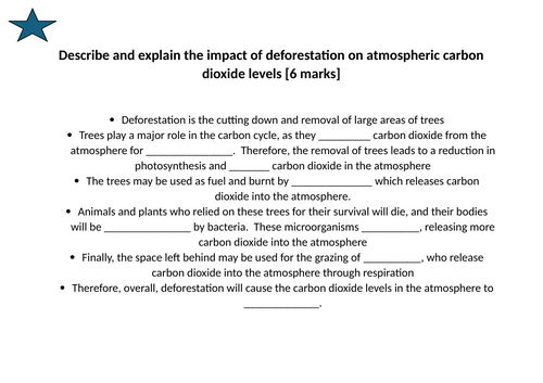 Carbon cycle and deforestation (AQA GCSE) | Teaching Resources