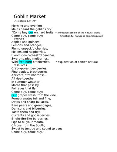 "Goblin Market" Christina Rossetti: OCR A LEVEL ENGLISH LITERATURE ...