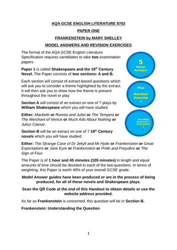 AQA GCSE English Literature - Frankenstein - Model Answers - 5 Q and A ...