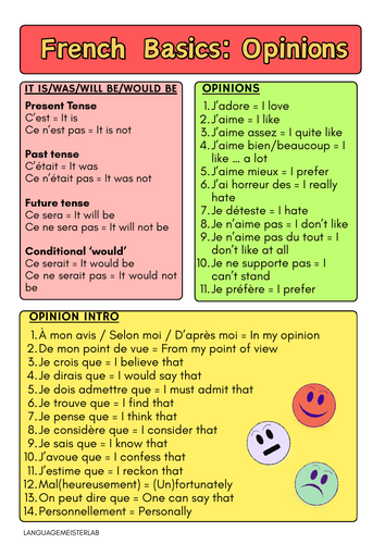 French Basics Learning Aids Teaching Resources