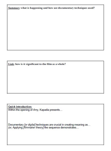 A Level Film Studies: Amy - Documentary | Teaching Resources