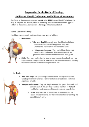 Lesson 4-5: Preparations & The Battle of Hastings | Teaching Resources