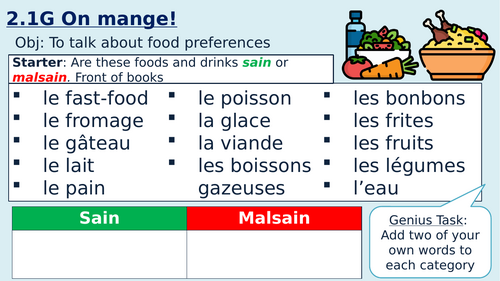 NEW AQA GCSE French: 2.1G On mange! | Teaching Resources