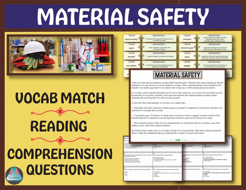Materials: Material Safety Reading Comprehension & Sort Activity ...