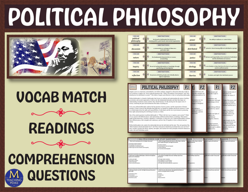 Philosophy: Political Philosophy Reading Comprehension & Sort Activity ...