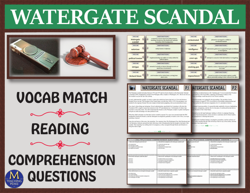 Landmark Legal Cases in Law: Watergate Scandal Reading Comprehension ...