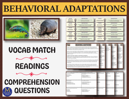 Animal Adaptations: Behavioral Adaptations Reading Comprehension & Sort ...