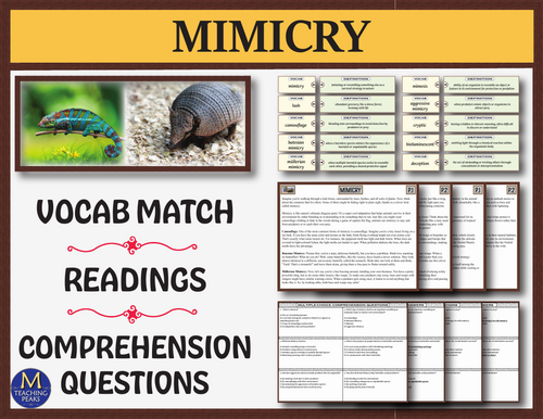 Animal Adaptations: Mimicry Biology Science Center Reading & Sort ...