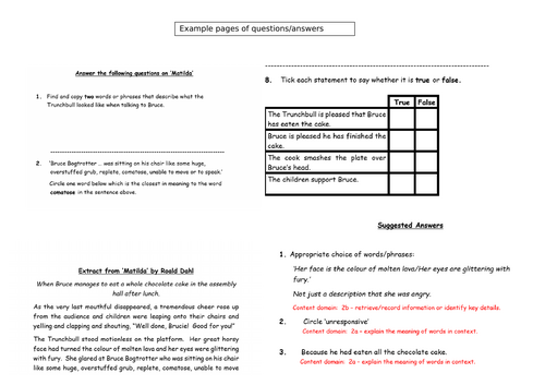 KS2 SATS Practice Reading Comprehension - Retrieval/Meaning/Summary 2a ...