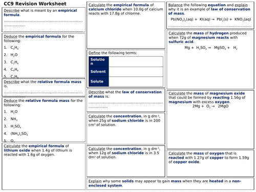 Edexcel Combined Science Chemistry Revision Worksheets | Teaching Resources