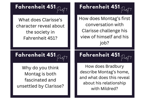 Fahrenheit 451 Part 1 Prompt Cards for Discussions and Quick Writes ...