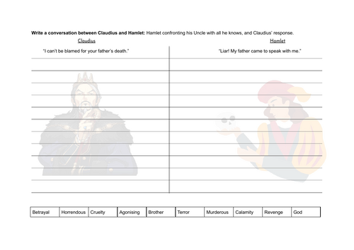 Hamlet Handout: Hamlet vs Claudius Argument - Vocabulary Focus ...