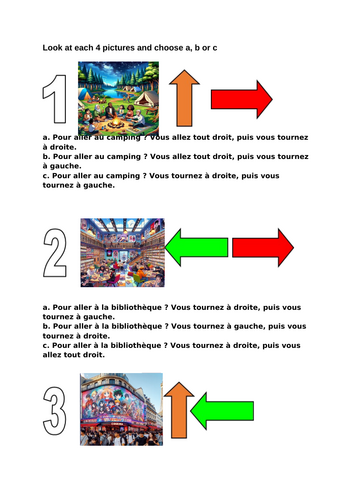 French - Directions - Reading practice | Teaching Resources