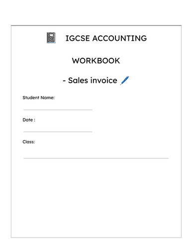 Sales invoice worksheet for Pearson Edexcel IGCSE Accounting | Teaching ...