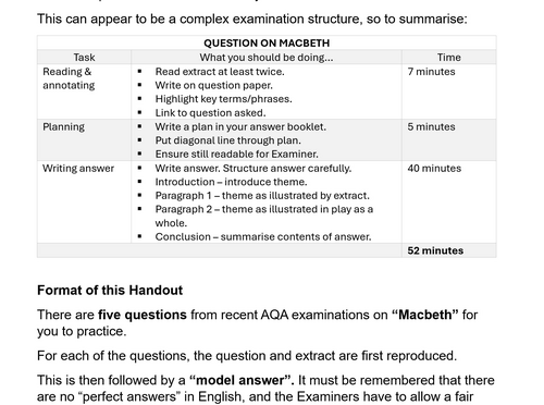 AQA GCSE English Literature - Macbeth - Model Answers - 5 Q and A's ...