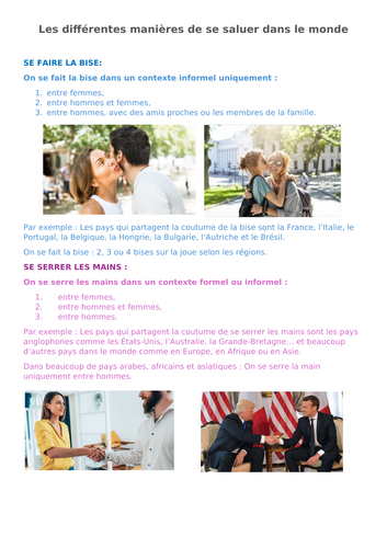 Les différentes manière de se saluer dans le monde (Greetings around ...