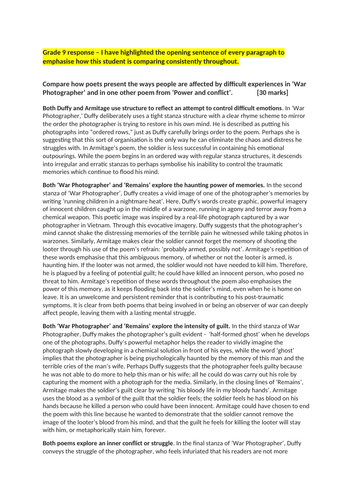 Comparing 'War Photographer' and 'Remains' Full Revision Lesson ...