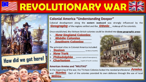Revolutionary War: Note packet and Animated PowerPoint Bundle ...