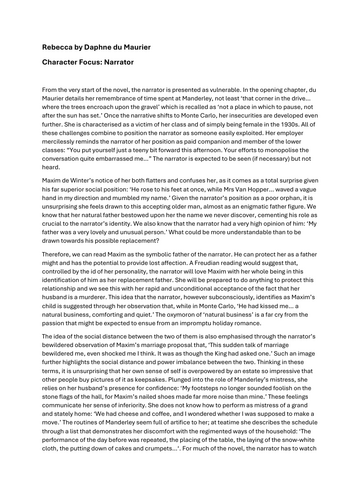 REBECCA BY DAPHNE DU MAURIER: CHARACTER FOCUS - THE NARRATOR | Teaching ...