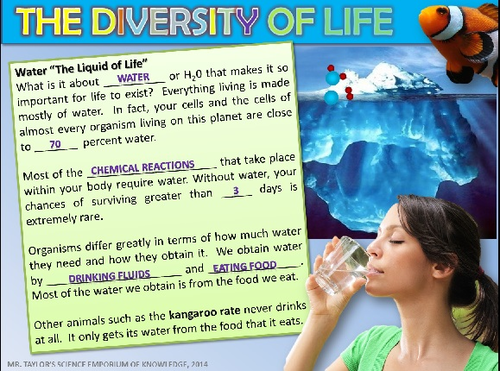 Living Things: Diversity & Chemistry of Life Note Packet & Animated ...