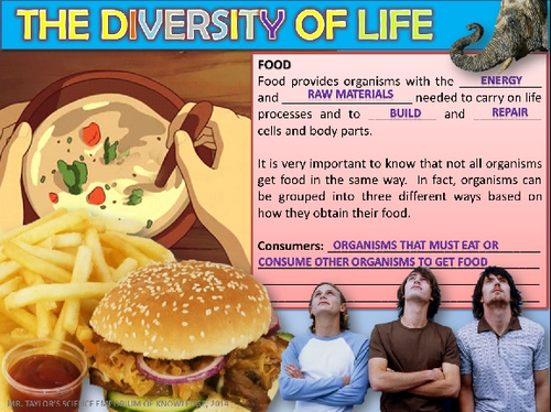 Living Things: Diversity & Chemistry of Life Note Packet & Animated ...