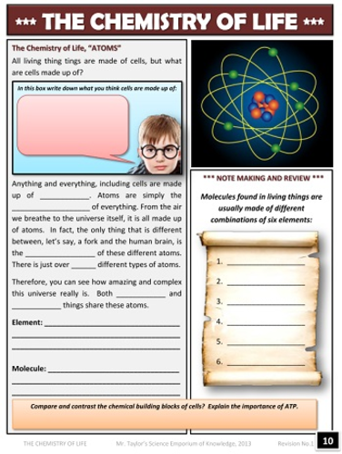 Living Things: Diversity & Chemistry of Life Note Packet & Animated ...
