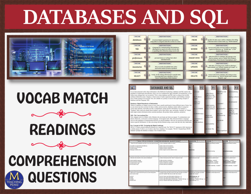Computer Science: Databases & SQL Reading Comprehension & Sort Activity ...