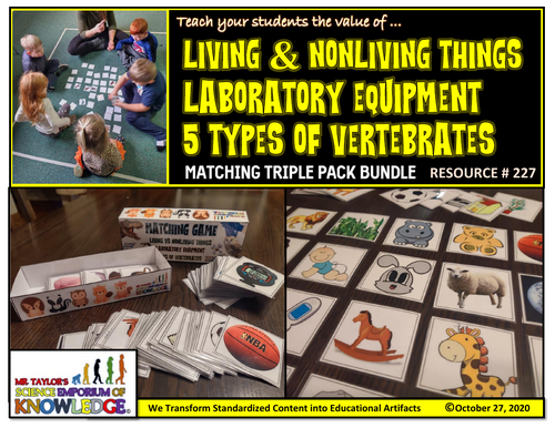 Matching Games: Living vs. Nonliving things, Laboratory Equipment ...