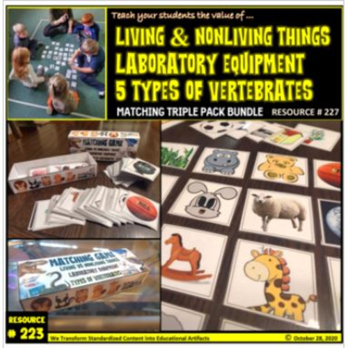 Matching Games: Living vs. Nonliving things, Laboratory Equipment ...