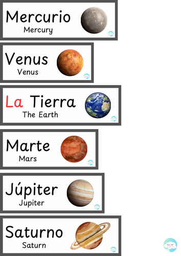 Key words in Spanish - Year 5 (Spring) - Los planetas (The planets ...