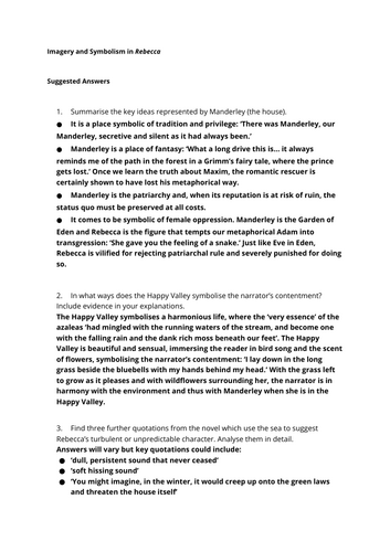 REBECCA BY DAPHNE DU MAURIER: IMAGERY AND SYMBOLISM READING ...