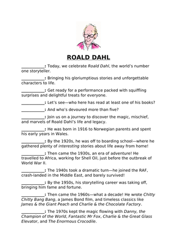 Roald Dahl devised script | Teaching Resources