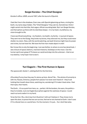 Space Race monologues for kids | Teaching Resources