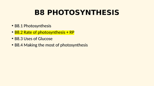 B8 Photosynthesis AQA combined science / triple | Teaching Resources
