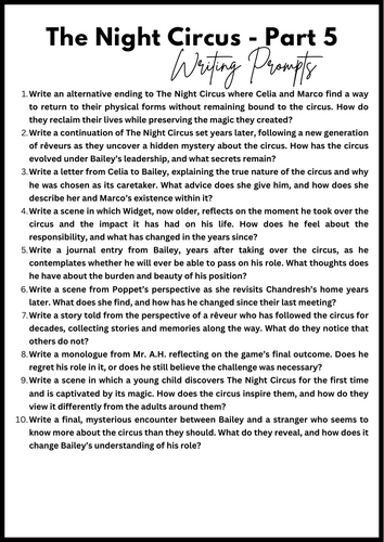 The Night Circus Part 5 Post-Reading Creative Writing Prompts ...
