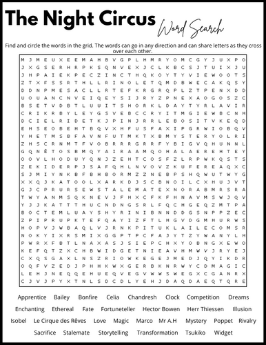 The Night Circus Review Word Search Puzzle Activity | Teaching Resources