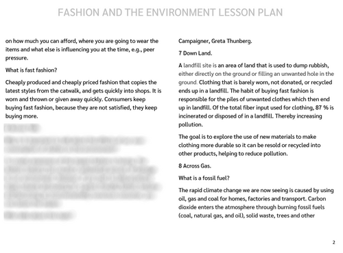 Climate Change - Fashion and The Environment Crossword Puzzle and ...