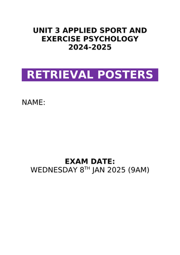 UNIT 3 APPLIED SPORT AND EXERCISE PSYCHOLOGY - Retrieval Posters ...