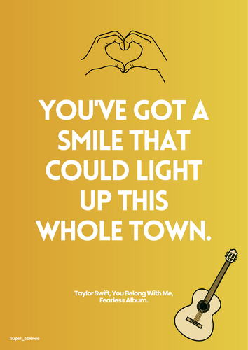 Taylor Swift Lyric Classroom Wall Posters x6 (Midnights, Lover, 1989 ...