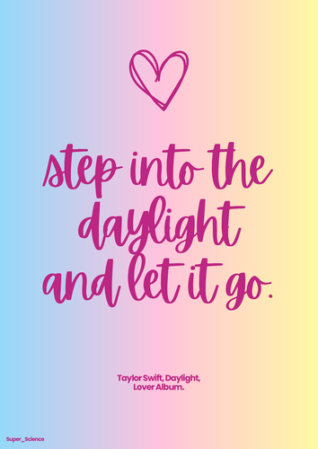 Taylor Swift Lyric Classroom Wall Posters x6 (Midnights, Lover, 1989 ...