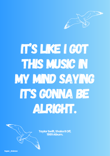 Taylor Swift Lyric Classroom Wall Posters x6 (Midnights, Lover, 1989 ...