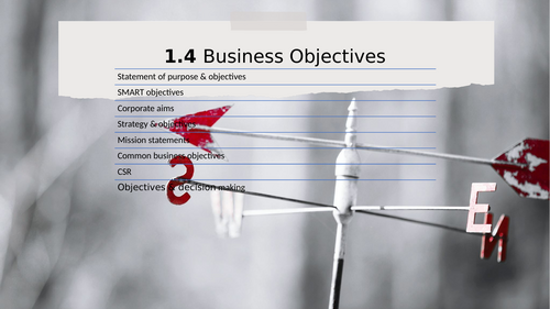 Business 9609 GCE AS Chapter.4 Business Objectives | Teaching Resources
