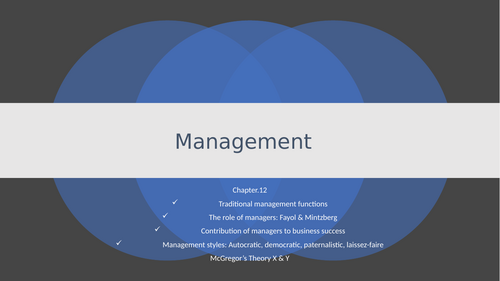 Business 9609 AS GCE Cambridge 2.3 Management | Teaching Resources